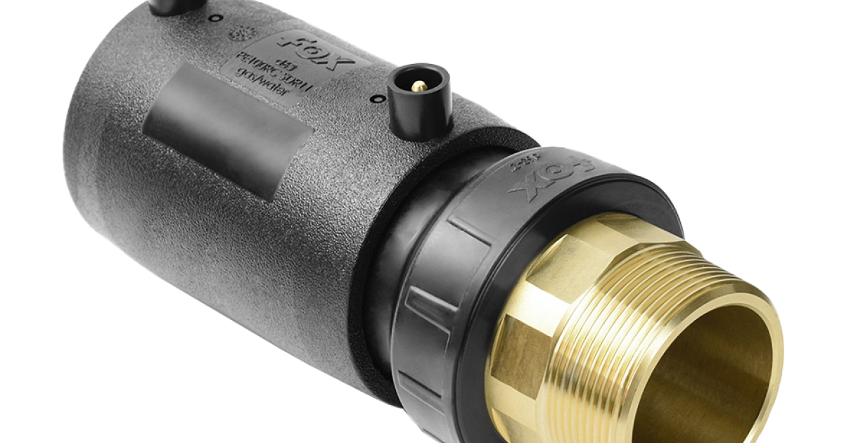 Elektrofusionskobling med PE/BRASS-overgang Elektrosvejsefitting PE100-RC